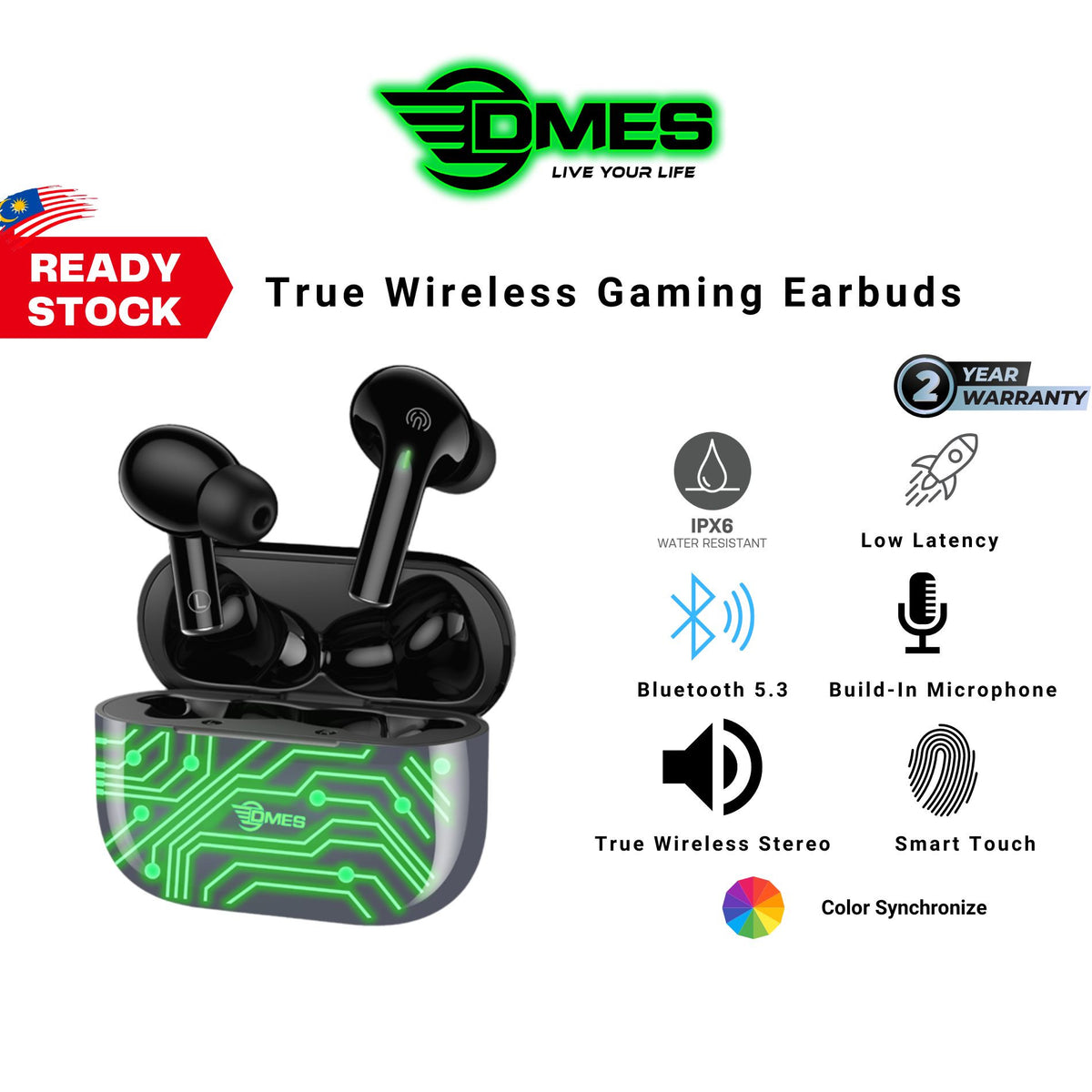 DMES DE8 Pro Wireless Earbuds Stereo Sport Gaming Bluetooth 5.1 TWS Ea – IRGOTECH