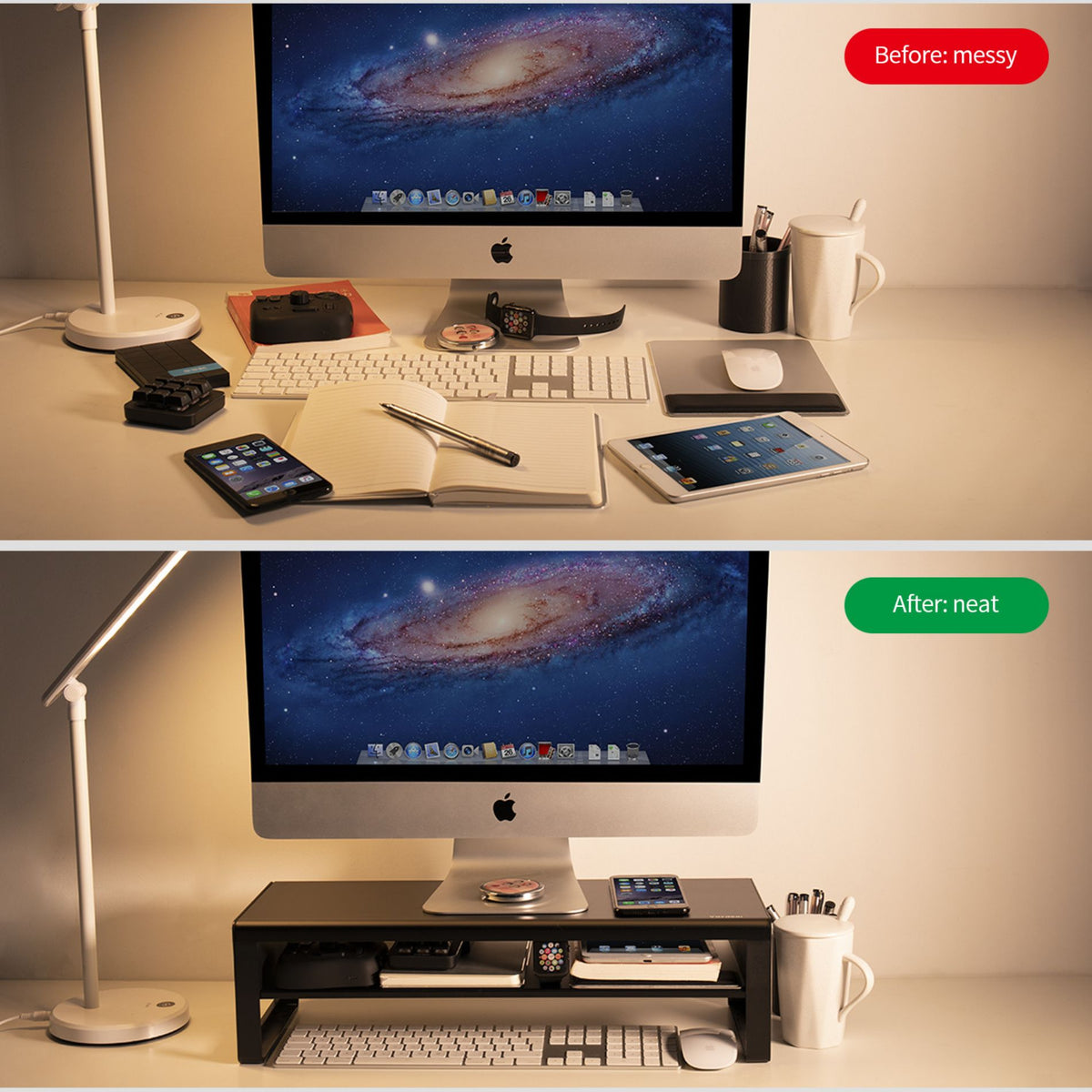 VAYDEER Monitor Stand Double Layer Aluminum with USB3.0 Computer Riser ...