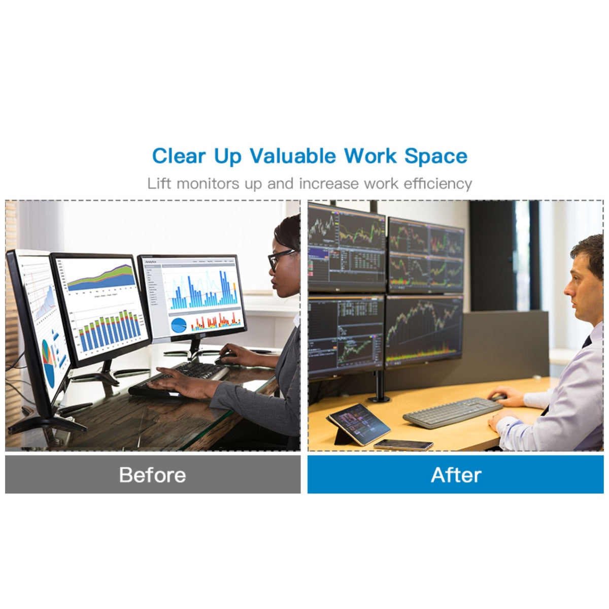 IRGOTECH O-Series Quad Computer Monitor Desk Mount, Monitor Stand fits