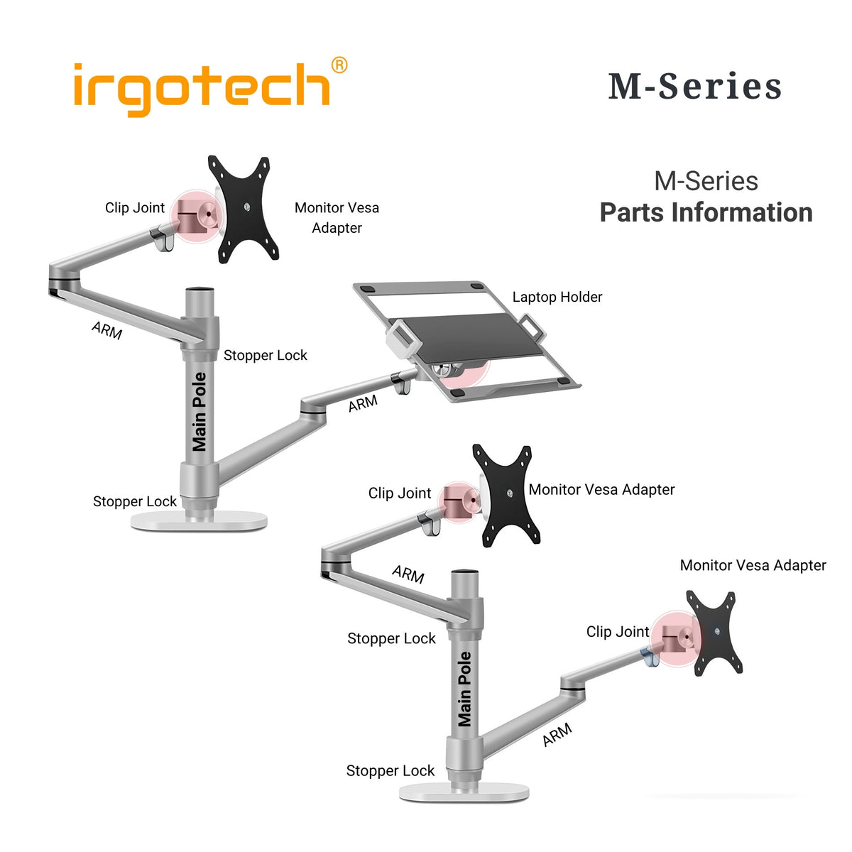 IRGOTECH M-Series Accessories Stopper Lock for Monitor and Laptop Stan