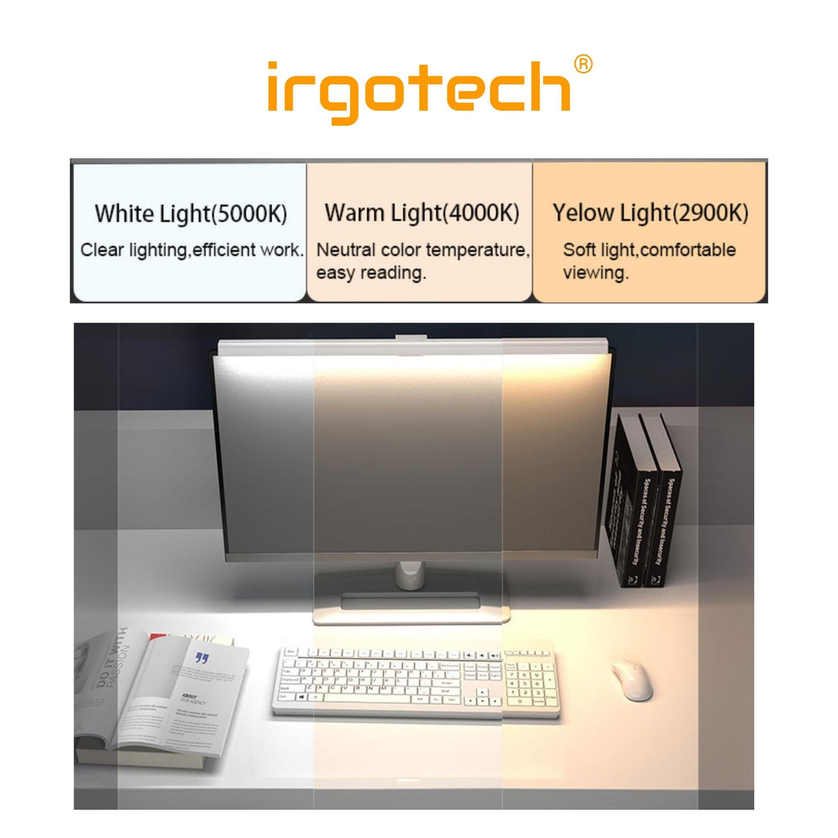 IRGOTECH Monitor Light Screenbar LED Light 33cm Computer Monitor Lamp